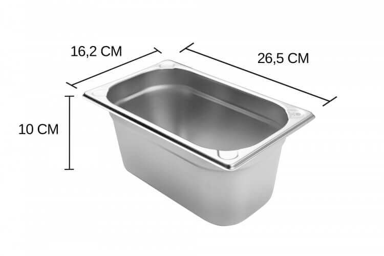 Bac gastro GN 1/4 inox 2,8L 26,5x16,2x10cm Hendi