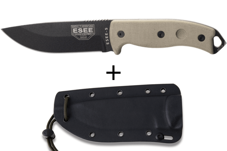 Esee 5 ESEE-5P-E - Couteau de survie lame noire carbone