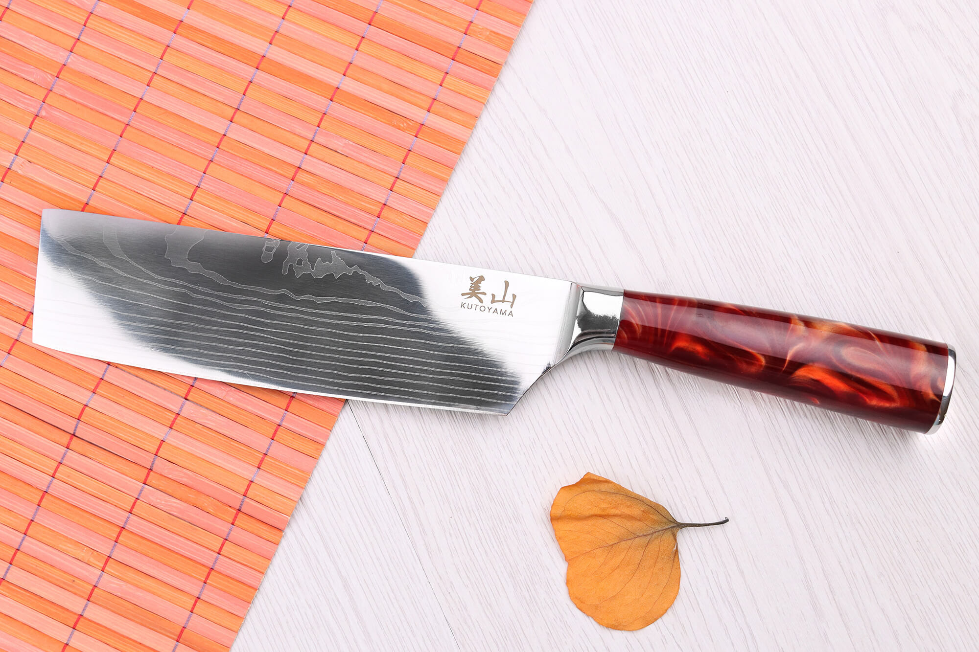 Couteau Nakiri Kutoyama 17cm manche en résine rouge