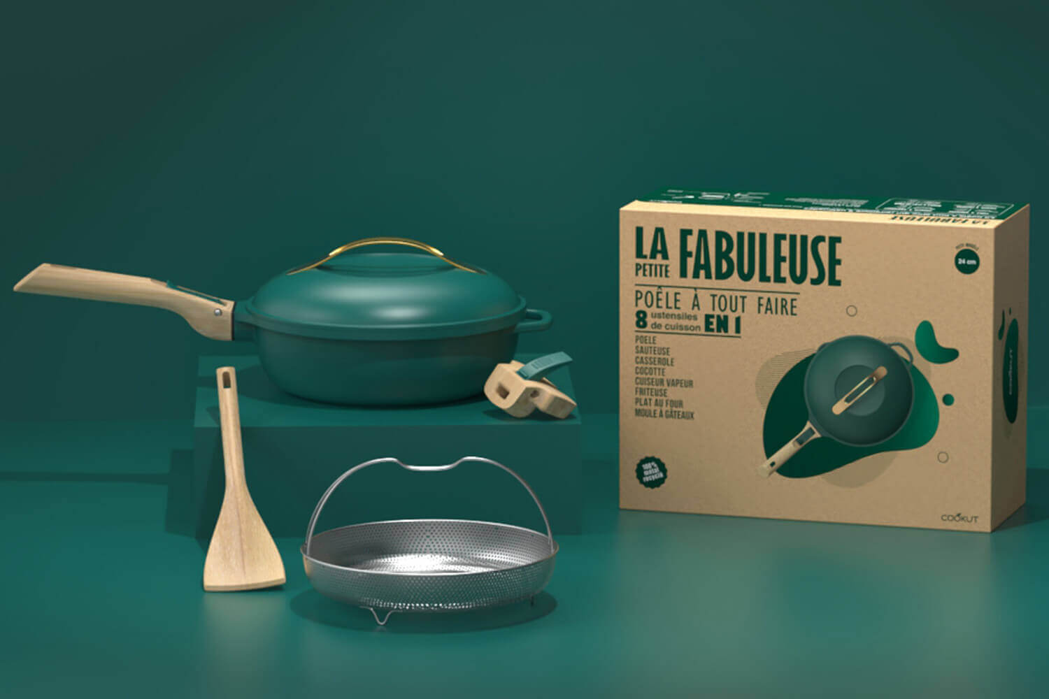 Poêle Cookut La Fabuleuse 8-en-1 vert canopée