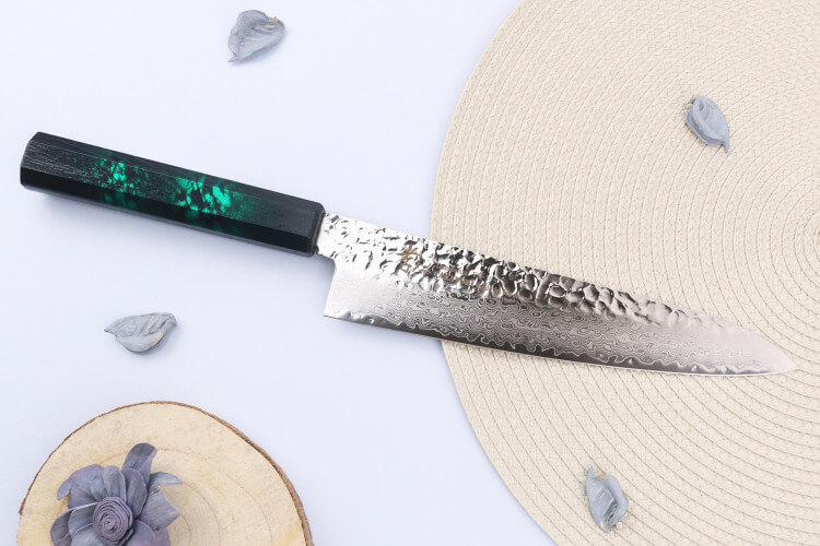 Couteau japonais Sakai Takayuki chef Nanairo Green Damas